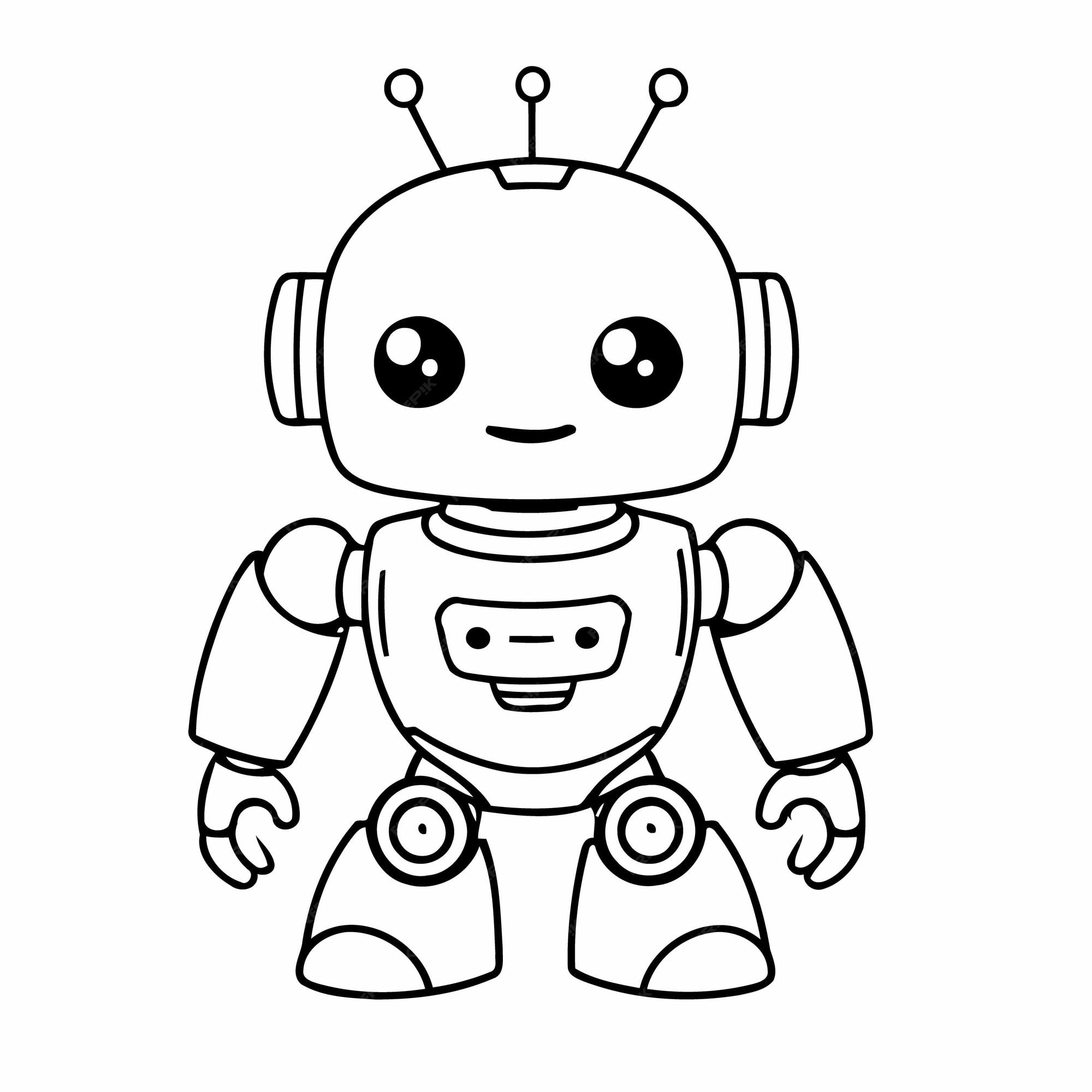 Premium Vector | Joyful robot colouring book cover design Premium Vector | Joyful robot colouring book cover design