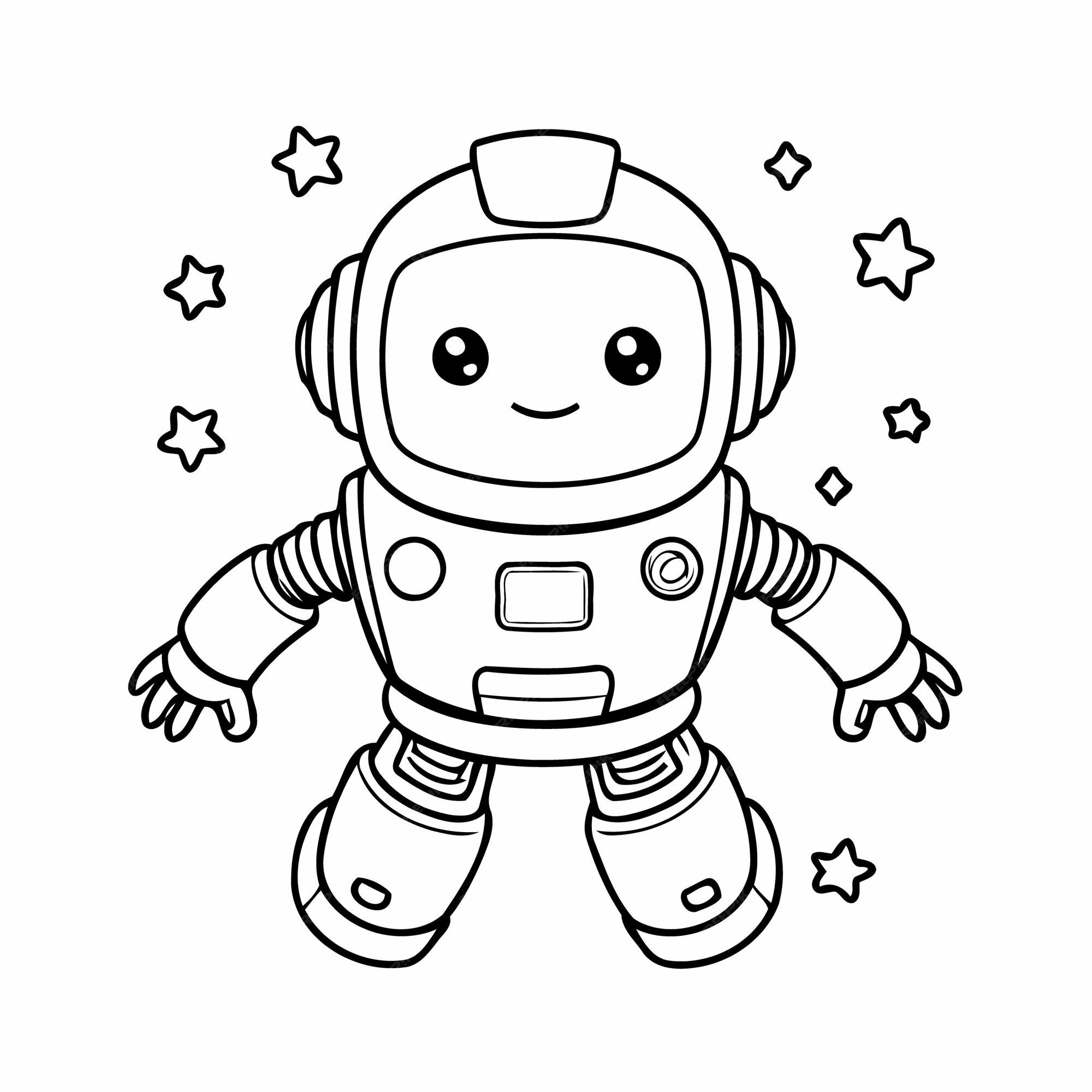 Premium Vector | Joyful robot doodle for toddlers colouring page Premium Vector | Joyful robot doodle for toddlers colouring page
