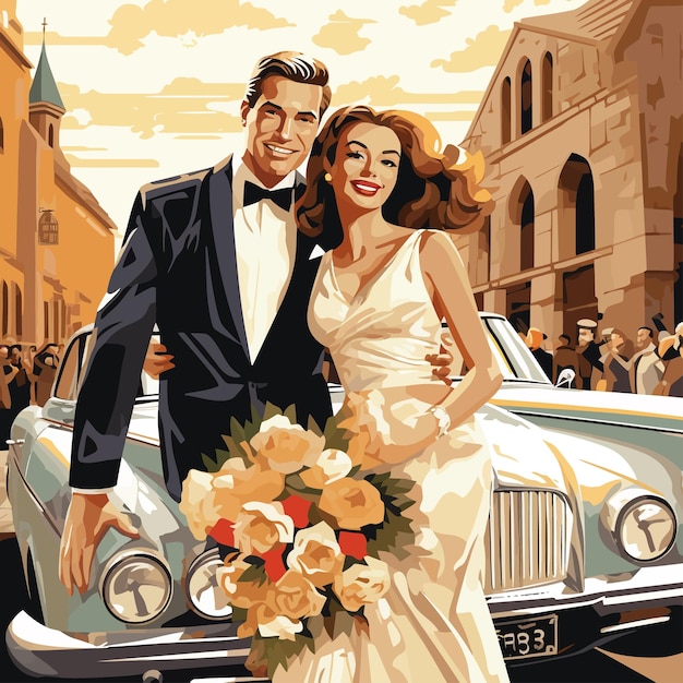 Premium Vector Just Married Vector Illustrated
