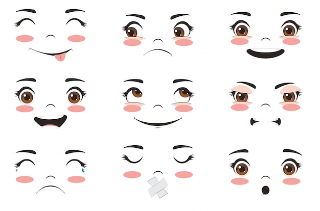 Premium Vector | Kawaii face expressions Premium Vector | Kawaii face expressions