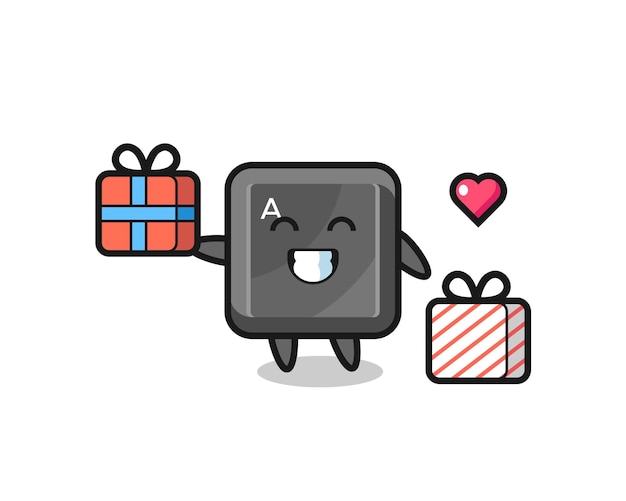 Premium Vector | Keyboard button mascot cartoon giving the gift Premium Vector | Keyboard button mascot cartoon giving the gift