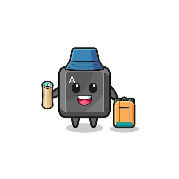 Premium Vector | Keyboard button mascot character as hiker Premium Vector | Keyboard button mascot character as hiker