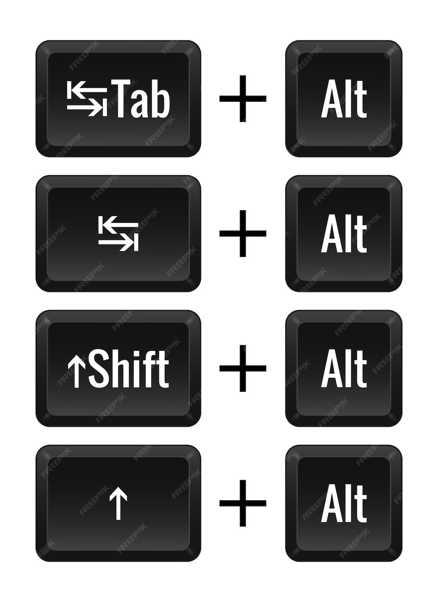 Premium Vector Keyboard Combinations Of Alt With Tab Shift Hotkeys Control Macro Shortcut