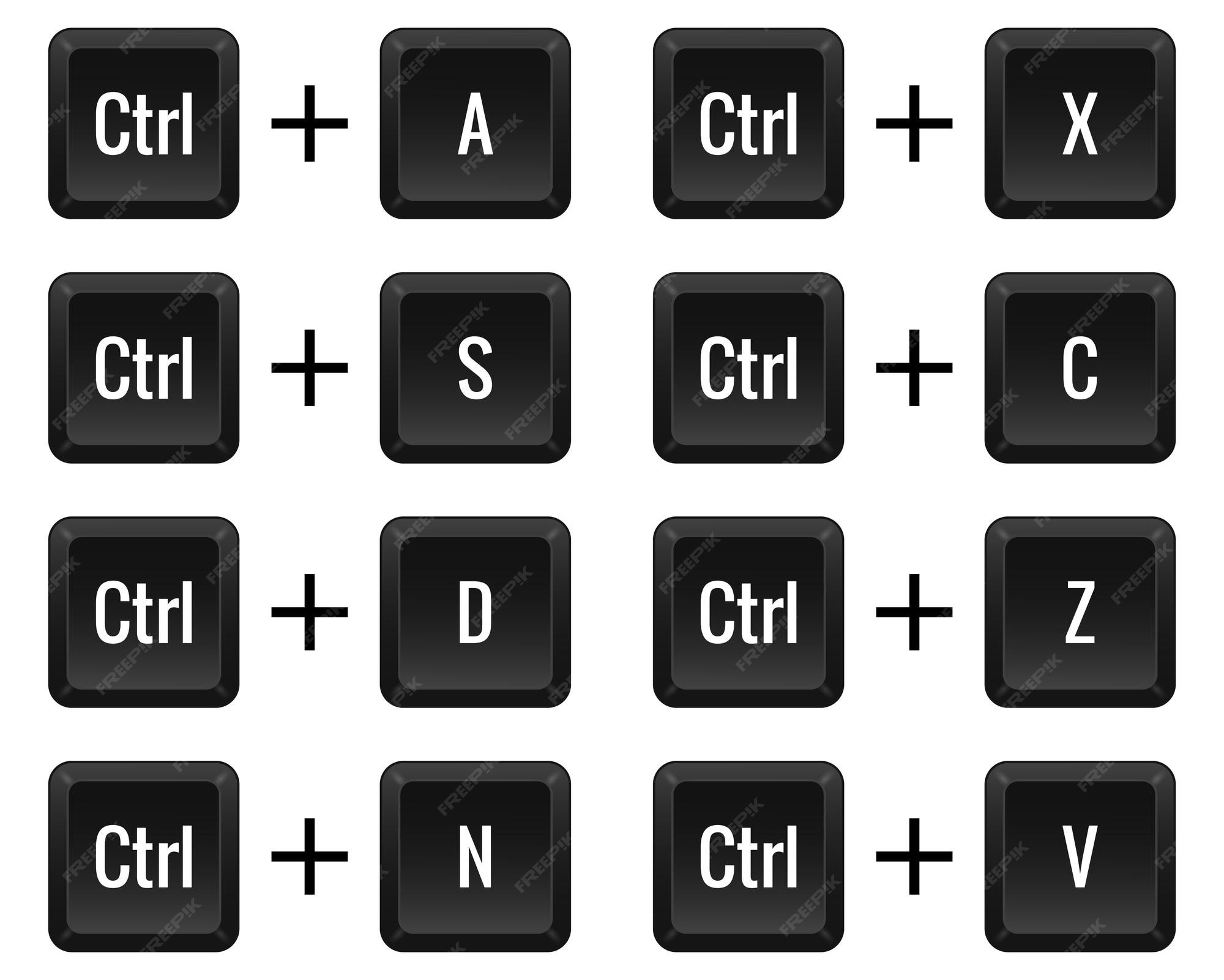 Комбинации клавиатуры Ctrl с A S D N X C Z V Краткие клавиши управления макросом короткий путь ...