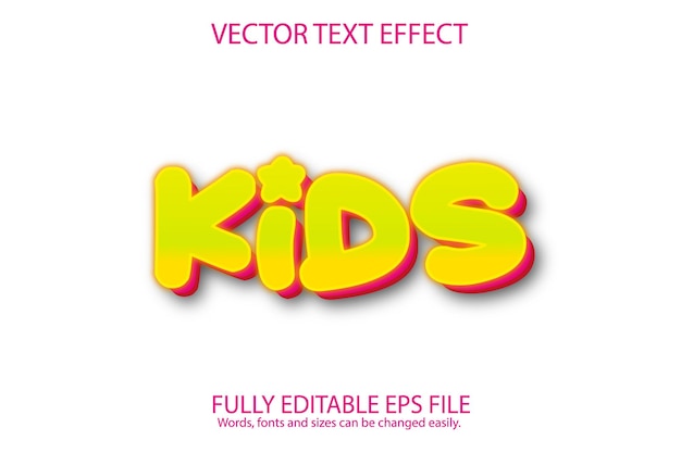 Premium Vector | Kids 3d editable vector text effect Premium Vector | Kids 3d editable vector text effect