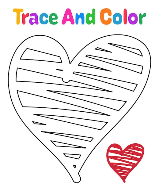 Kleurplaat met hart voor kinderen | Premium Vector Kleurplaat met hart voor kinderen | Premium Vector