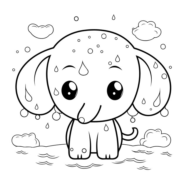 Kleurplaat paginaoverzicht van Cartoon olifant met regendruppels ... Kleurplaat paginaoverzicht van Cartoon olifant met regendruppels ...