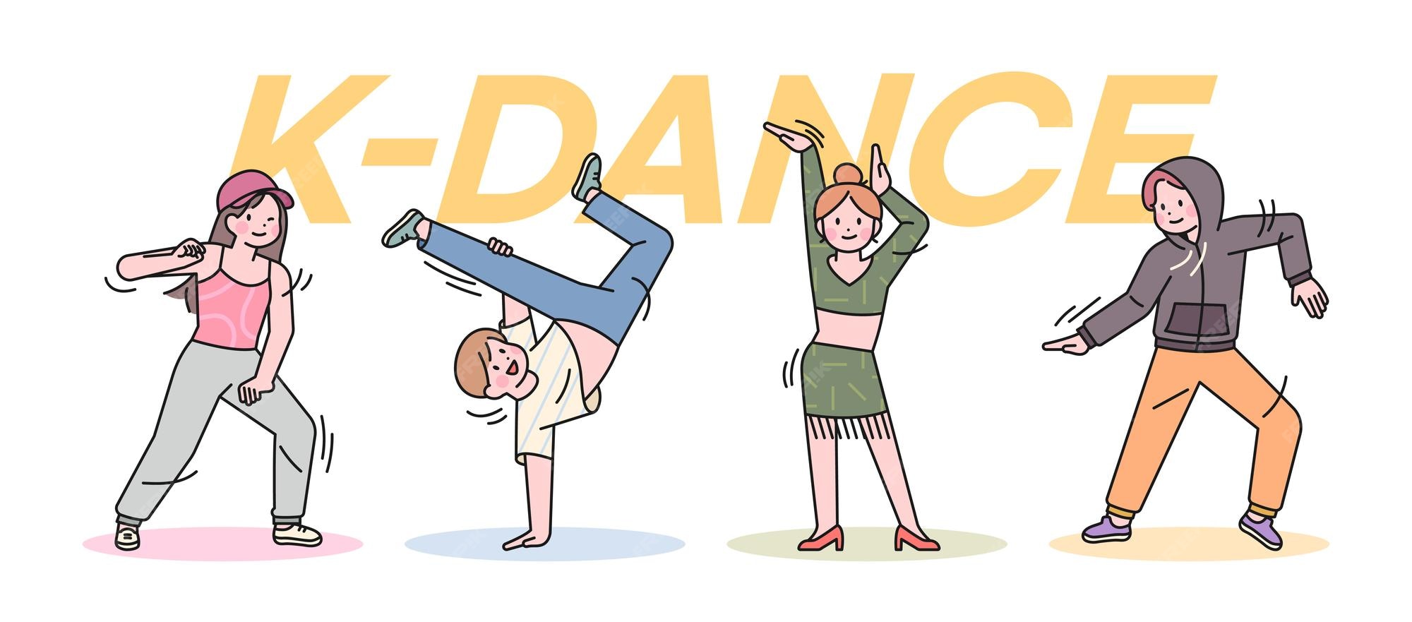 Premium Vector Korean Dancers Doing A Great Dance People Dancing Hiphop Breaking Waacking And