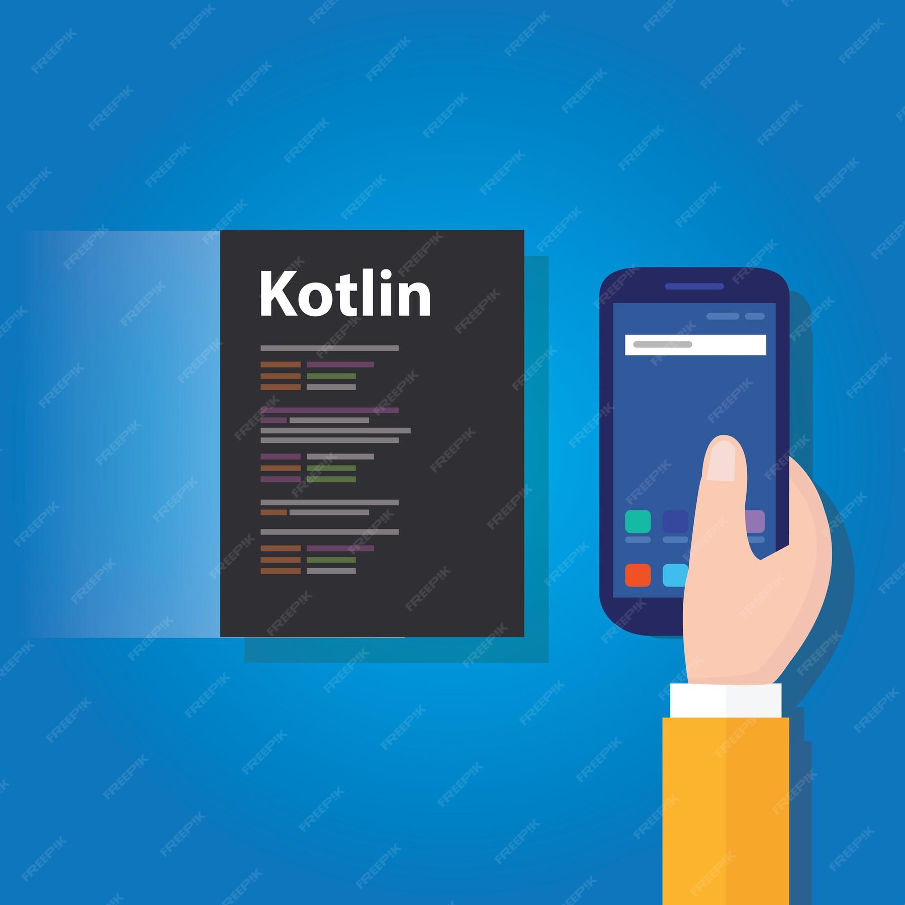 Premium Vector | Kotlin mobile application programming language coding software technology