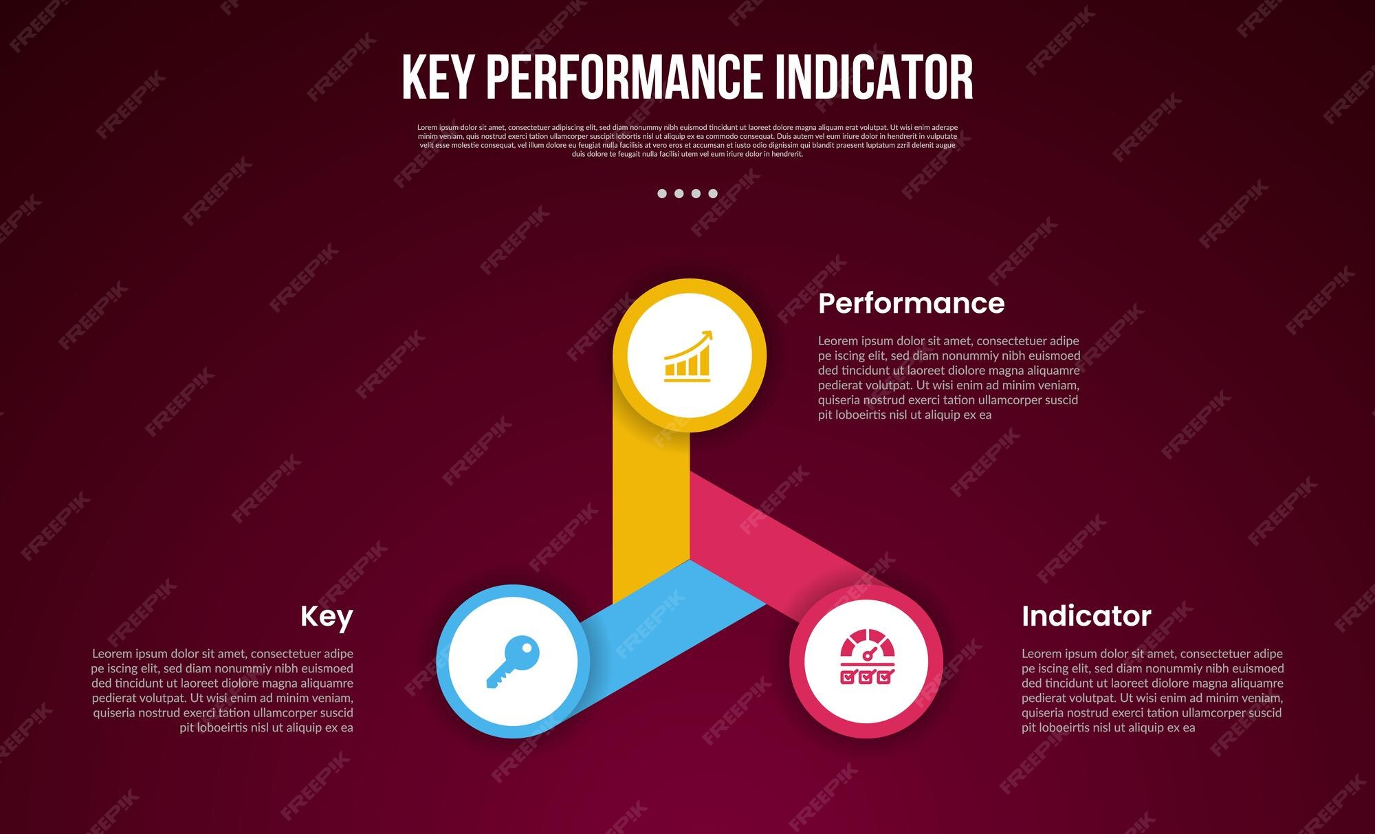 KPI or key performance indicator infographic template with cycle circular circle with long fan ...