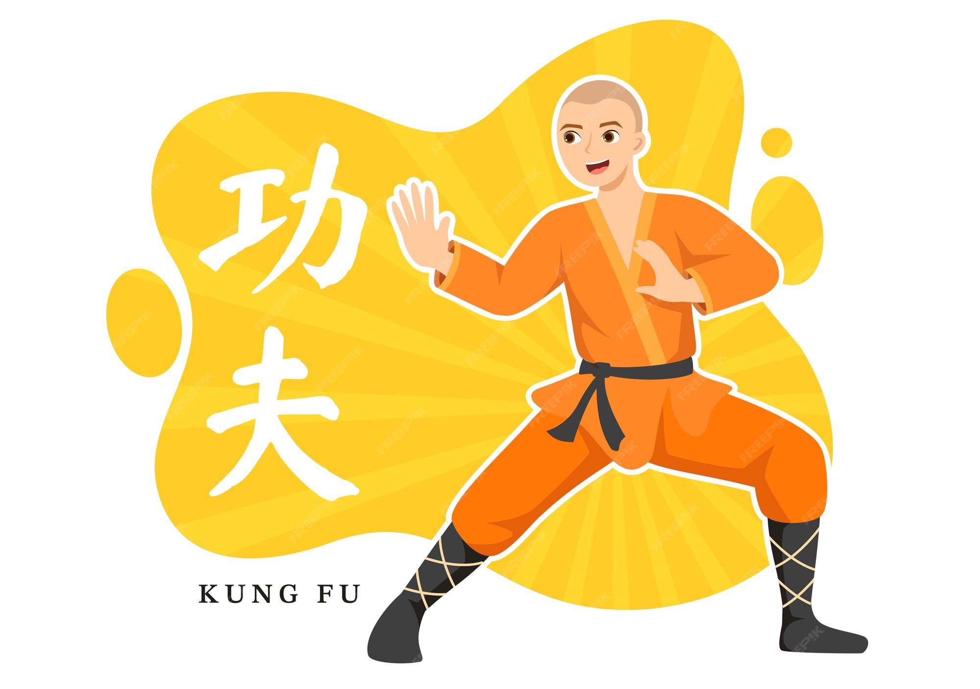 Premium Vector Kung Fu Illustration With People Showing Chinese Sport