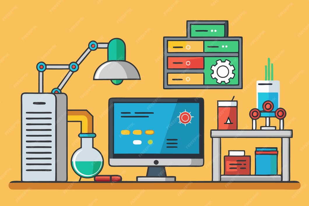 Premium Vector | Lab Space for Coding and Programming Exercises Vector ...