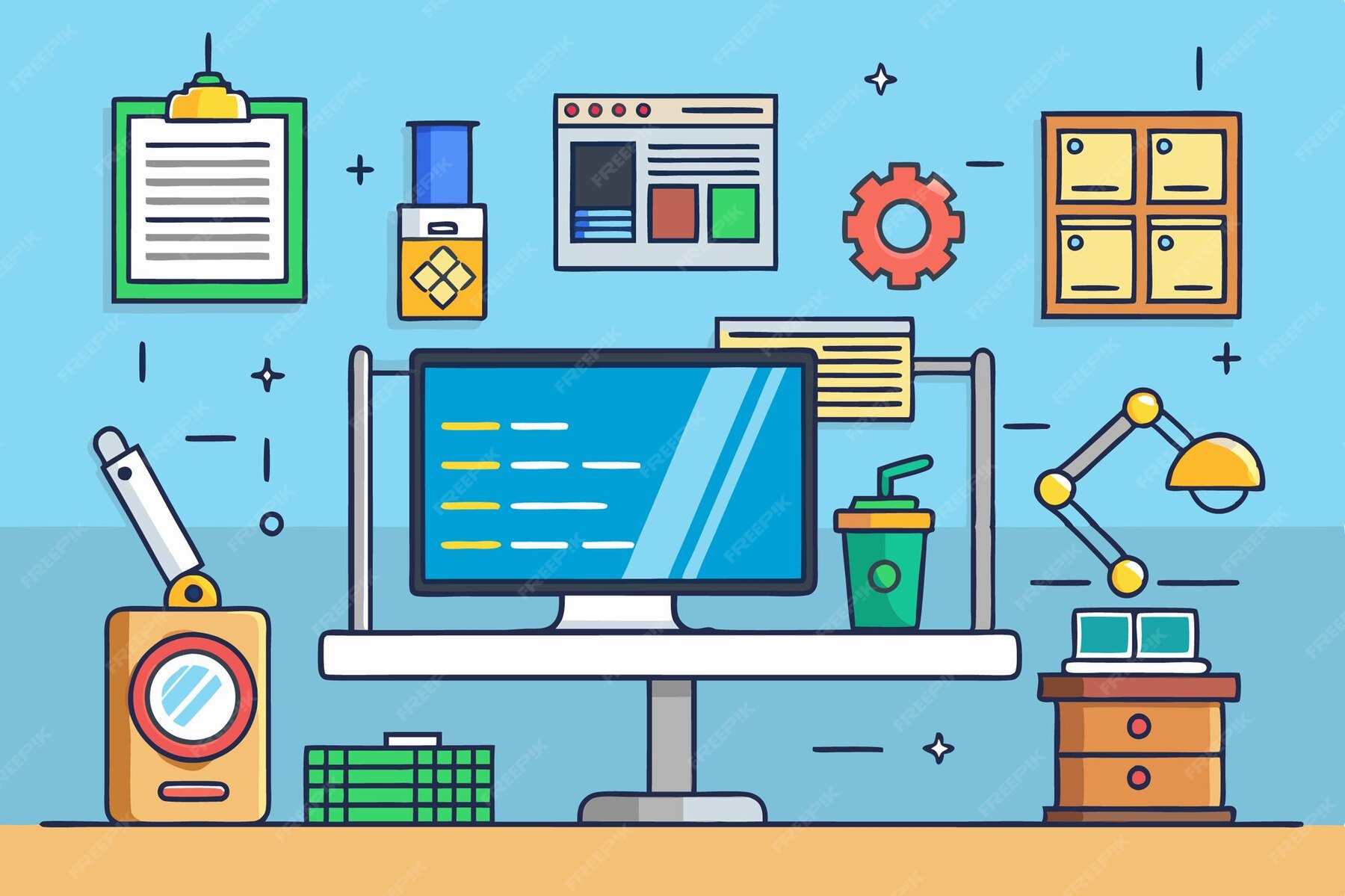 Premium Vector | Lab Space for Coding and Programming Exercises Vector ...