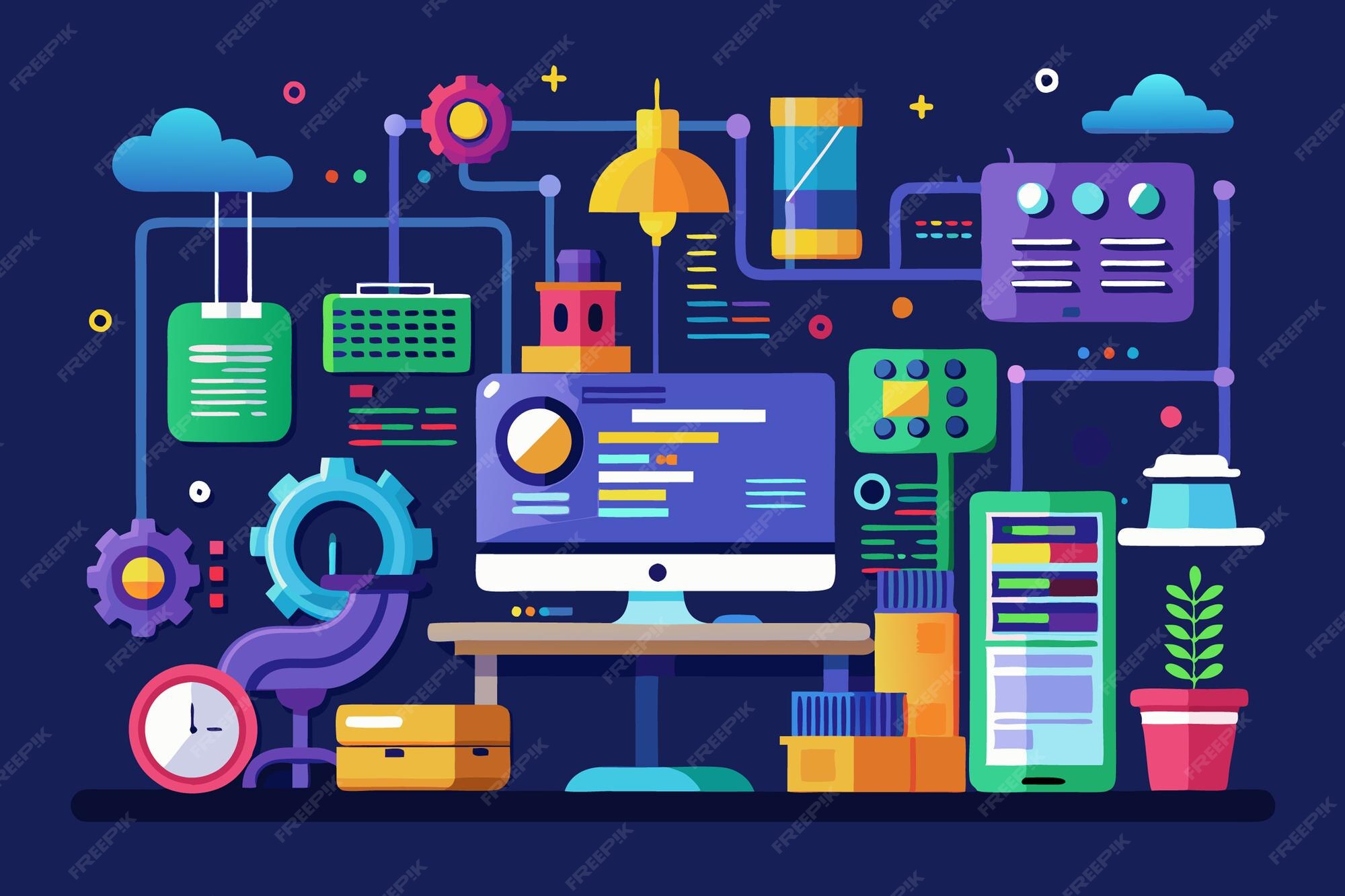 Premium Vector | Lab Space for Coding and Programming Exercises Vector ...