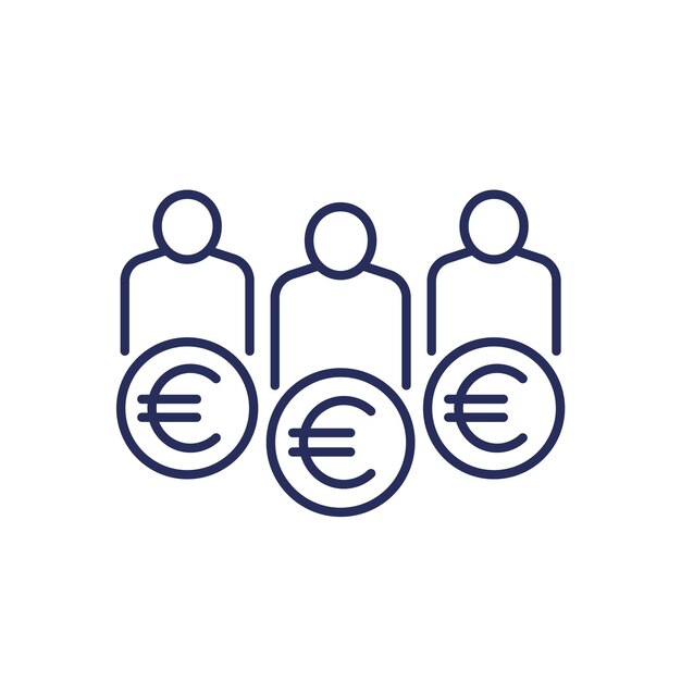 Premium Vector | Labor costs icon with workers and euro line vector Premium Vector | Labor costs icon with workers and euro line vector
