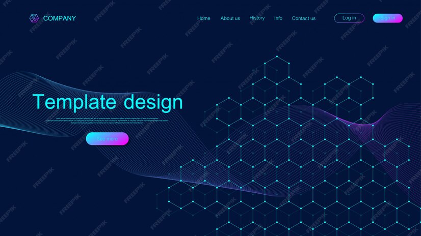 Premium Vector | Landing page tech background with colorful dynamic ...