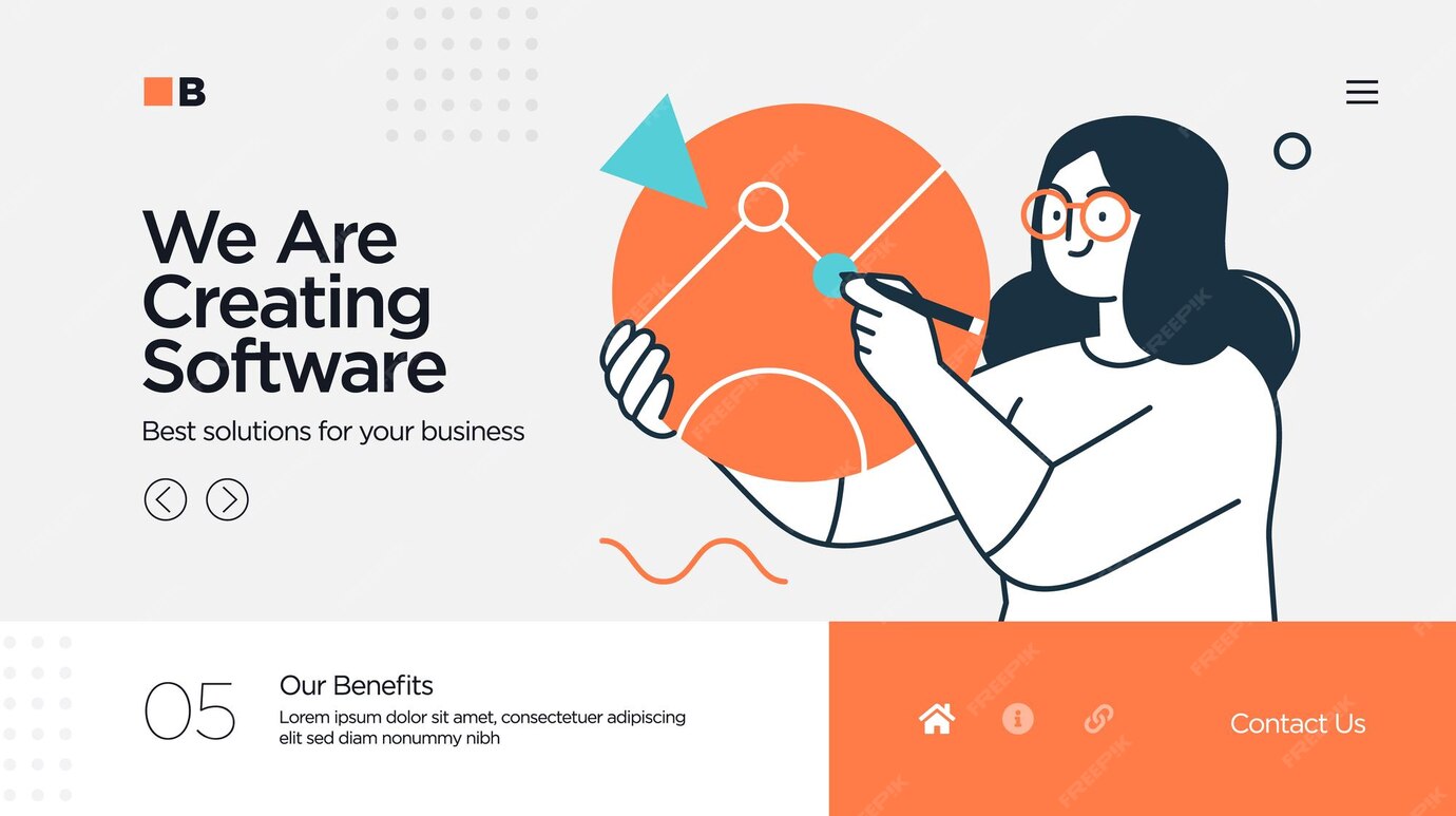 Premium Vector | Landing page template of developing computer software ...