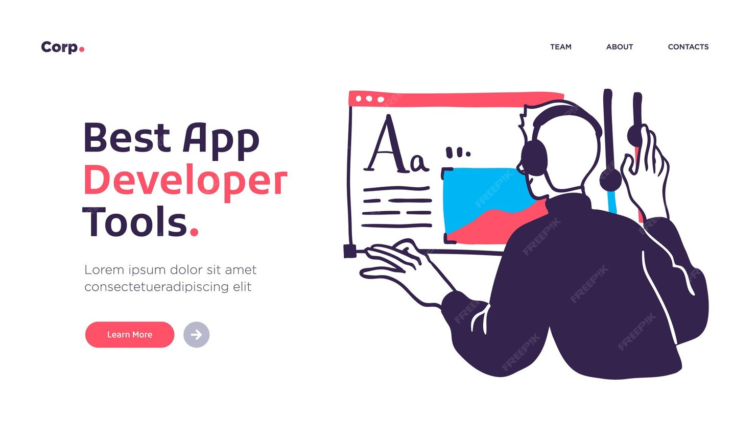 Premium Vector | Landing page template of developing computer software ...