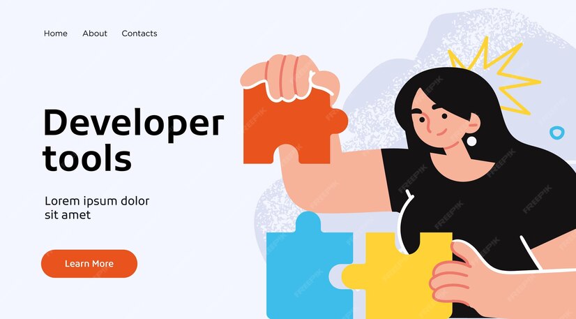 Premium Vector | Landing page template of developing computer software ...