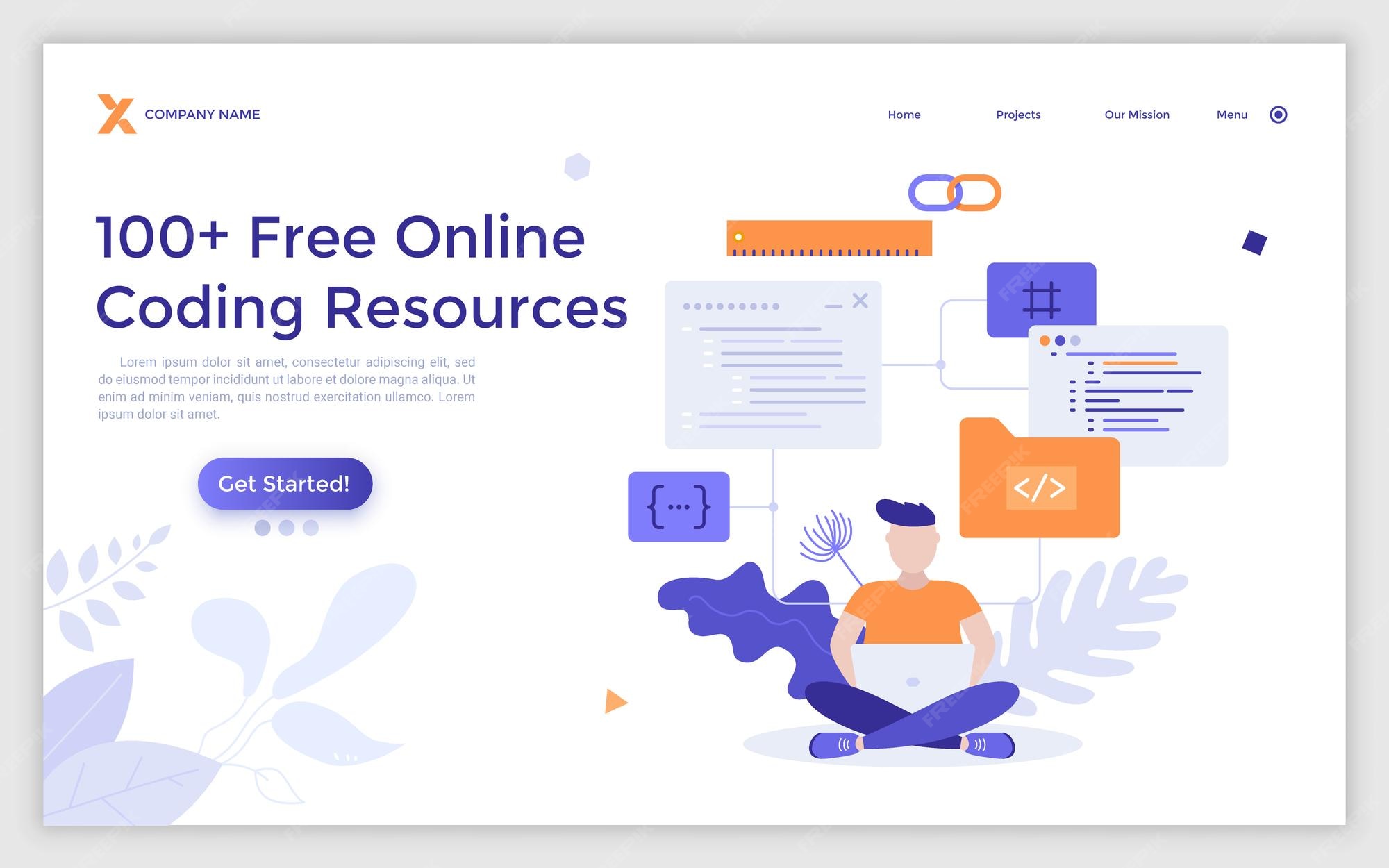 Premium Vector | Landing page template with programmer sitting ...