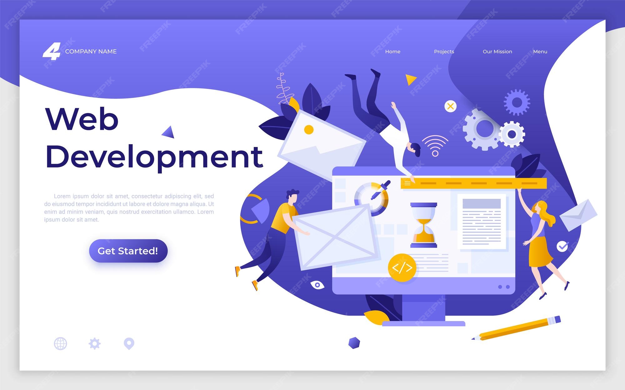 Premium Vector | Landing page template with programmers coders or ...