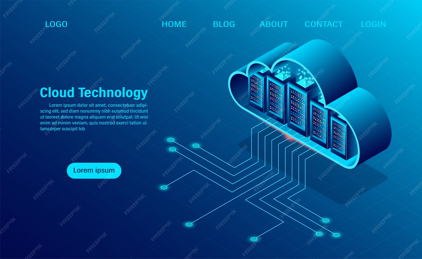 Premium Vector | Landing page with cloud computing concept. online ...