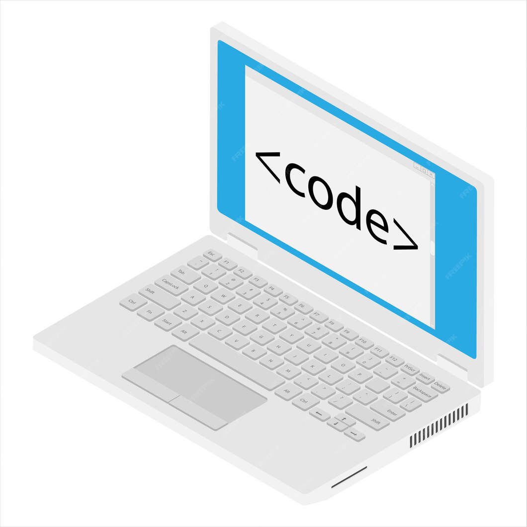 Premium Vector | Laptop coding concept Web developer design programming Laptop screen code