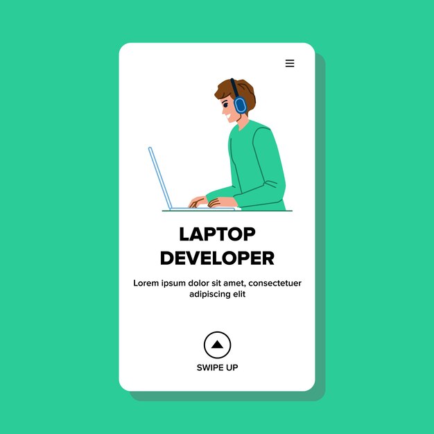 Premium Vector | Laptop developer man vector Premium Vector | Laptop developer man vector