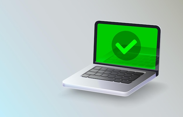 Premium Vector Laptop Icon Check Mark Notebook Approve Computer