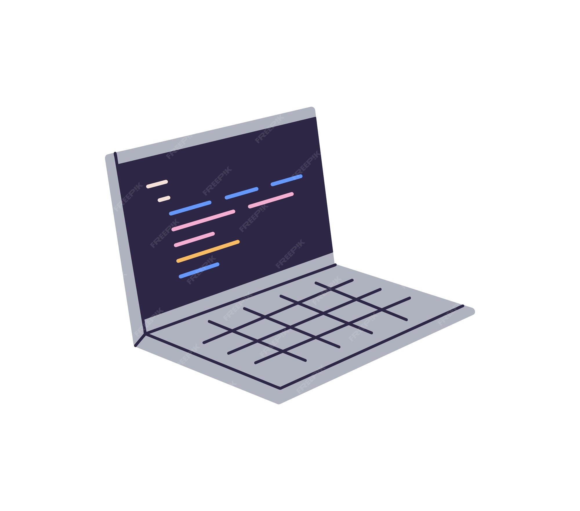 Premium Vector | Laptop screen with code script software engineering ...
