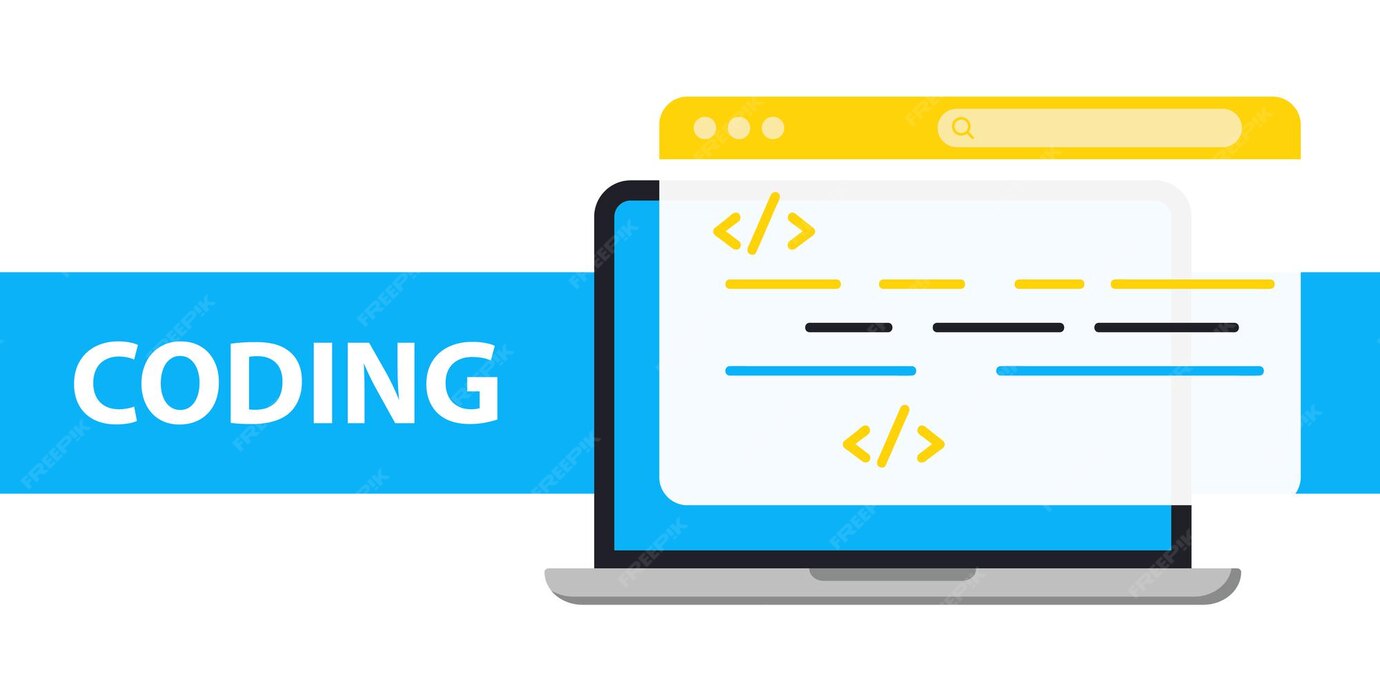 Premium Vector | Laptop with code on screen. programming code. computer for fixing bugs, coding ...