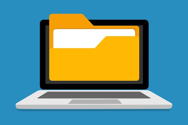 Premium Vector | Laptop with Folder Icon File management document ... Premium Vector | Laptop with Folder Icon File management document ...
