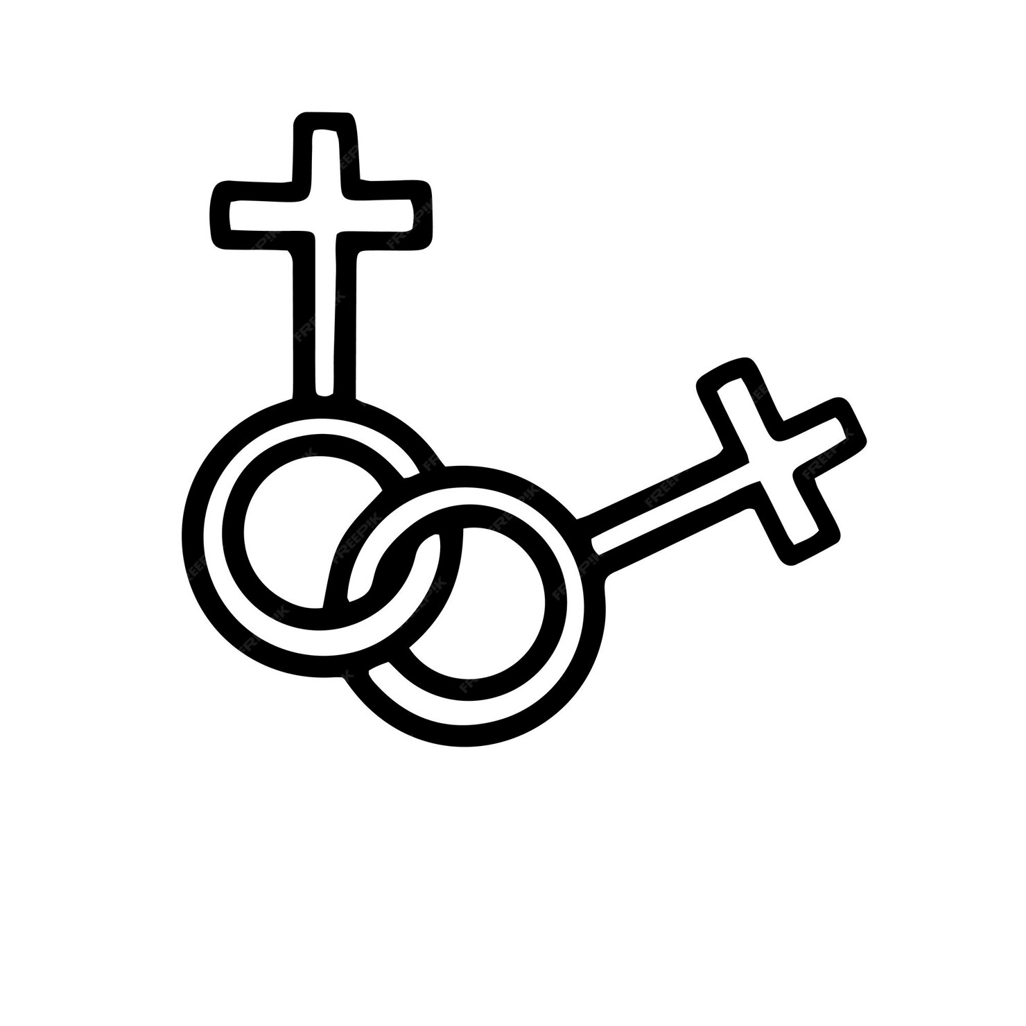 레즈비언 Symbolism Two 여성 섹스 기호 흰색 배경에 고립입니다 낙서 스타일에서 벡터 일러스트 레이 션 Lgbt