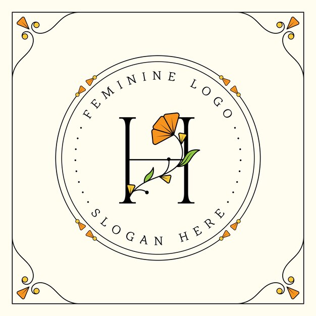 Premium Vector | Letter h floral feminine logo Premium Vector | Letter h floral feminine logo