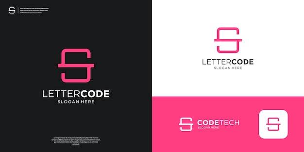 Premium Vector Letter S Coding Programer Logo Design With Line Art Style