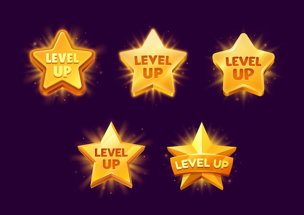 Premium Vector | Level up rank game star badges or pop up icons Premium Vector | Level up rank game star badges or pop up icons