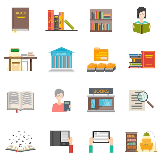 Premium Vector | Library icons set Premium Vector | Library icons set