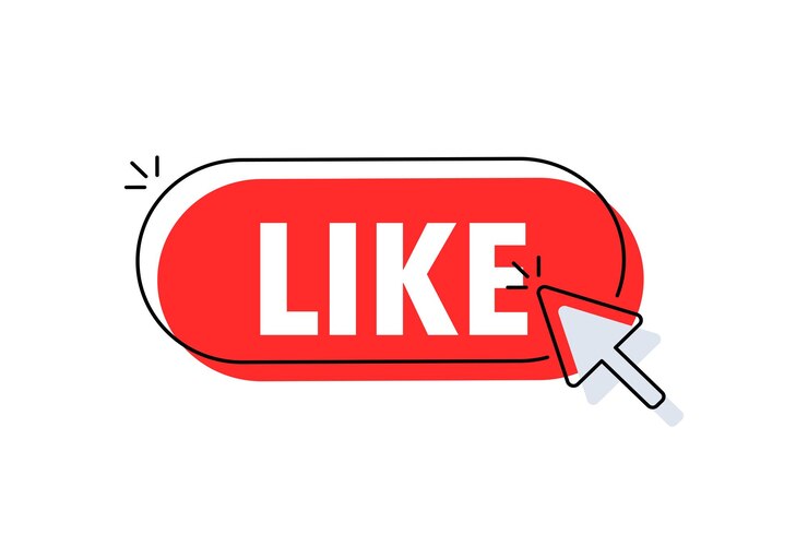 Premium Vector | Like button with cursor pointer click vector web button