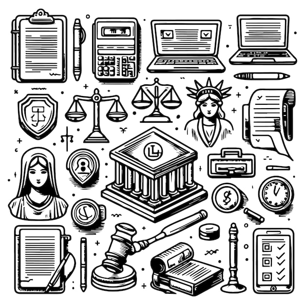 Line Legal Documents Icons Vector Premium Ai Generated Vector