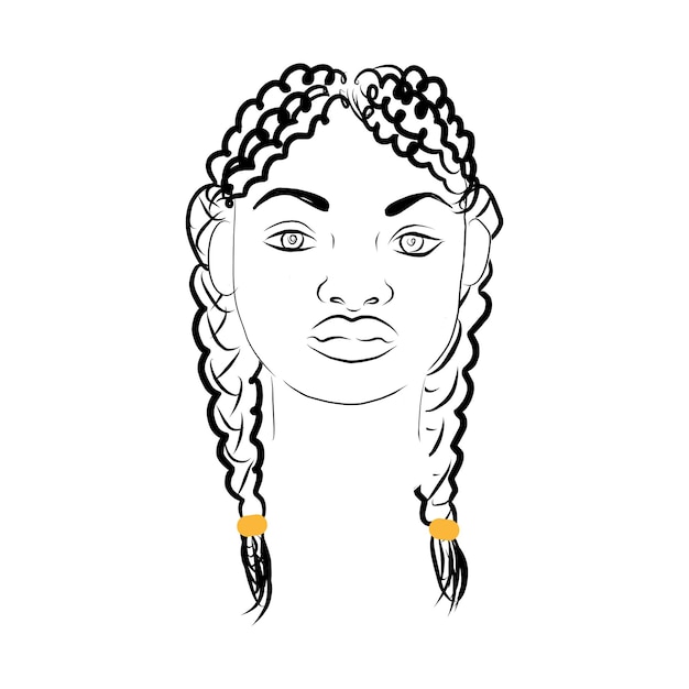Premium Vector Linear African American Girl African American
