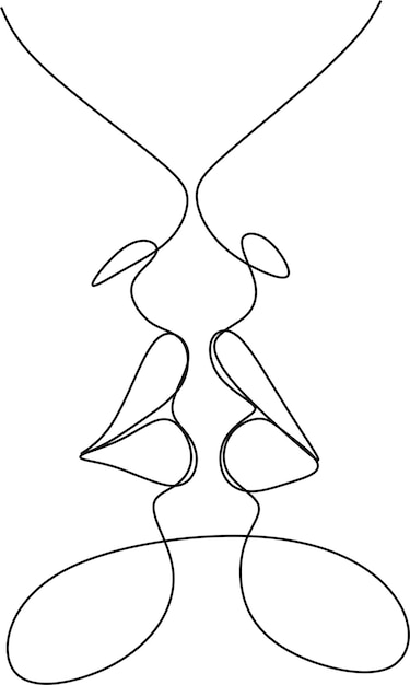 Premium Vector Linear Lovers Man And Woman Faces In Minimal Style One