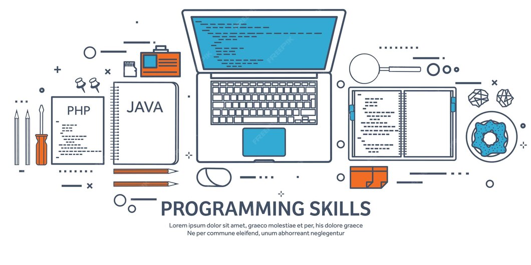 Premium Vector Lined Programming Coding And Seo Outline Computing