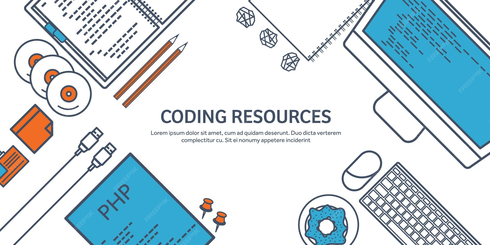 Premium Vector | Lined programming coding and seo outline computing background code hardware ...