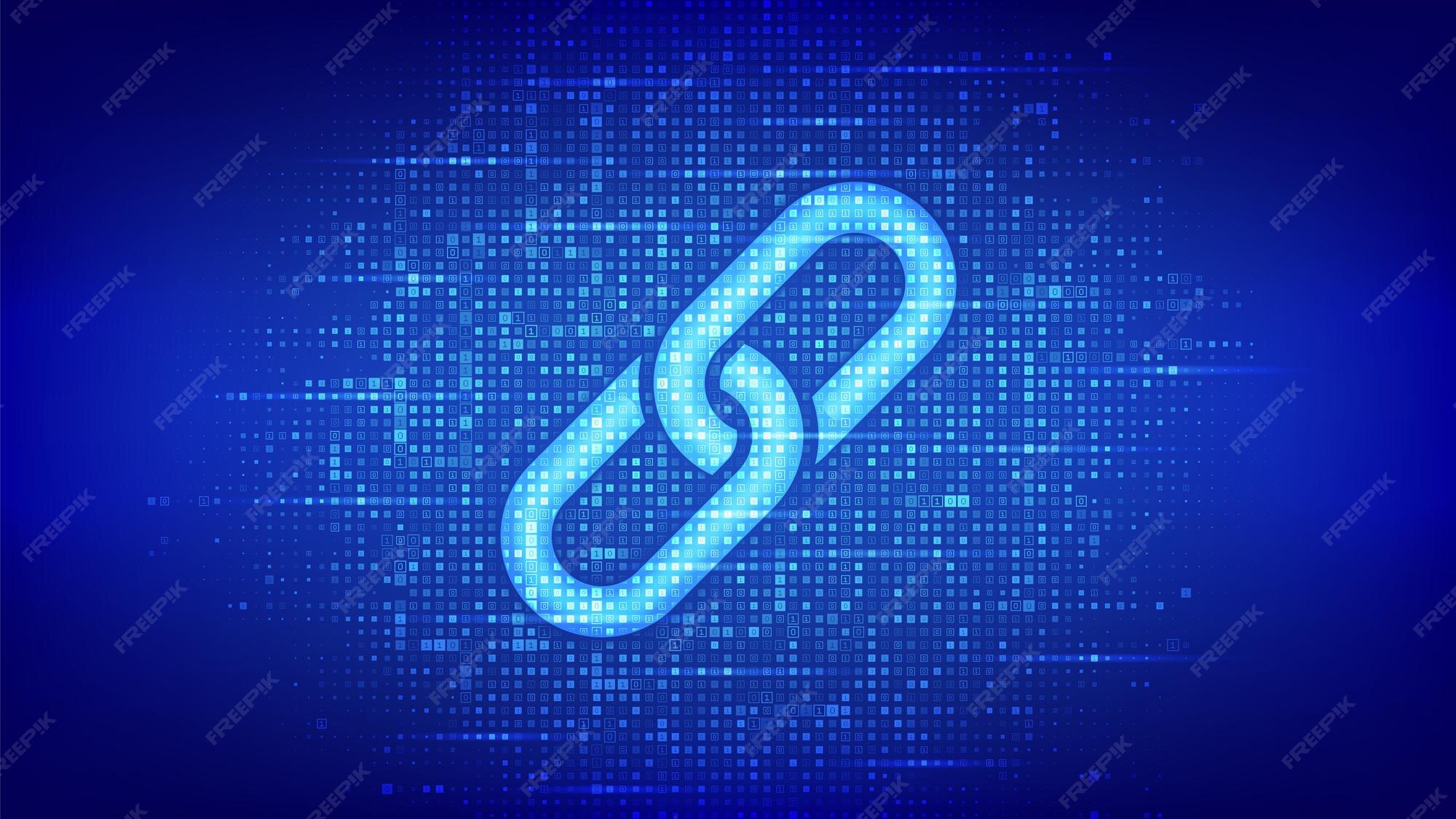 Premium Vector | Link icon made with binary code. Blockchain technology ...