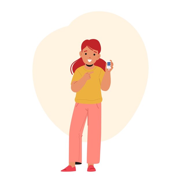 Premium Vector | Little girl checking blood sugar levels with ... Premium Vector | Little girl checking blood sugar levels with ...