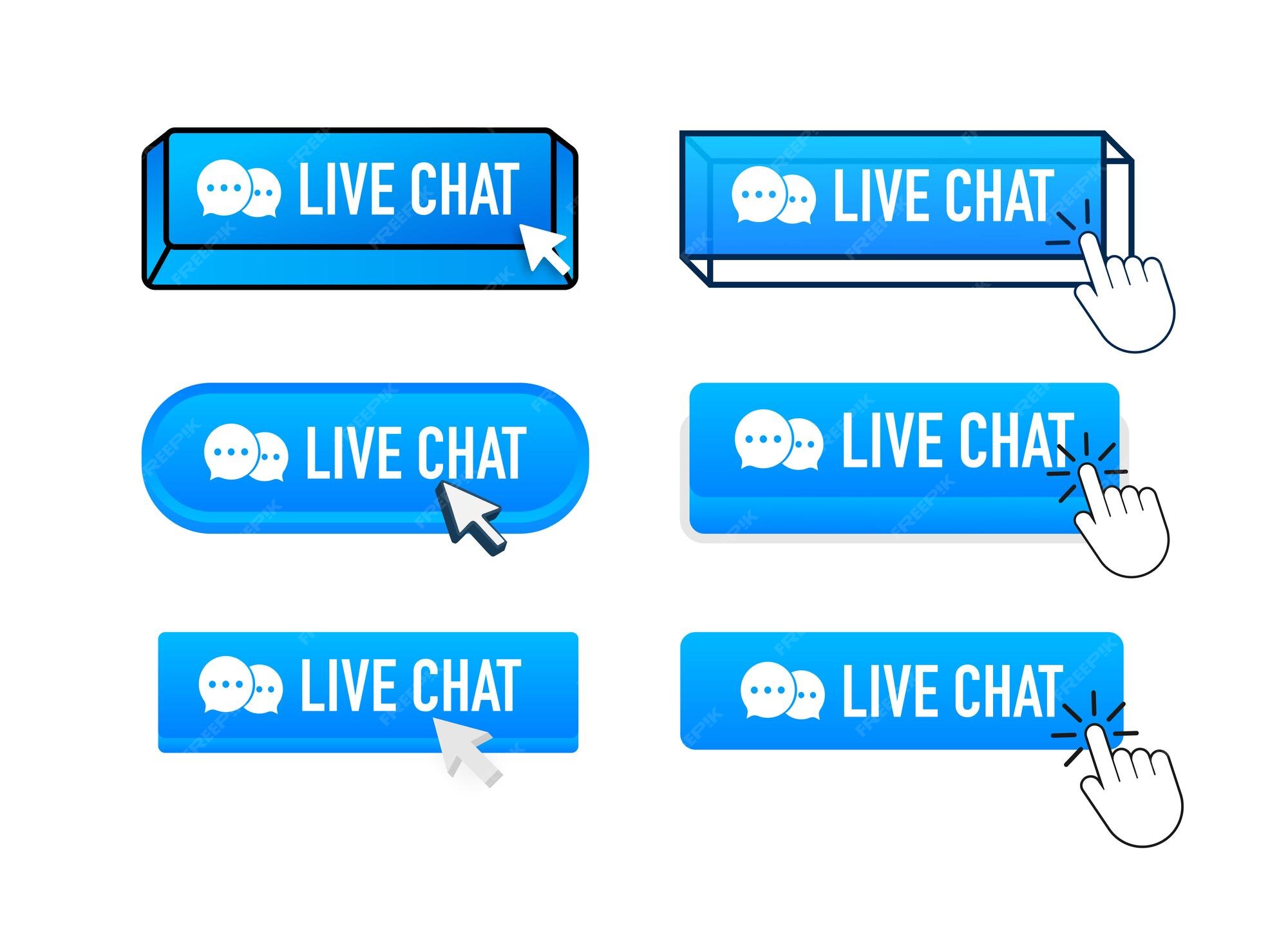 Premium Vector | Live chat button with pointer clicking live chat web buttons set user interface ...