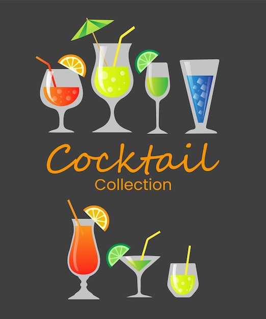 Premium Vector | Lively array of colorful cocktails Premium Vector | Lively array of colorful cocktails