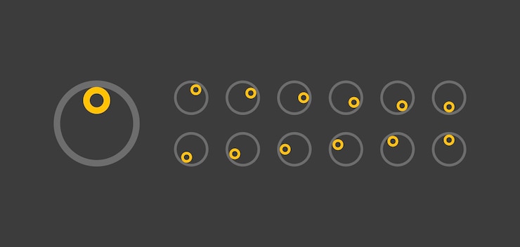 로딩 버퍼 아이콘 스피너 스프라이트 시트 회전 웹 게임 UI 디자인 | 프리미엄 벡터