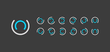 ローディングバッファ アイコン スピナー スプリットシート ローテーション ウェブゲーム UI デザイン | プレミアムベクター