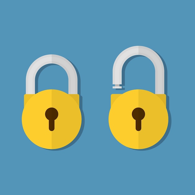 Premium Vector | Lock open and closed Premium Vector | Lock open and closed